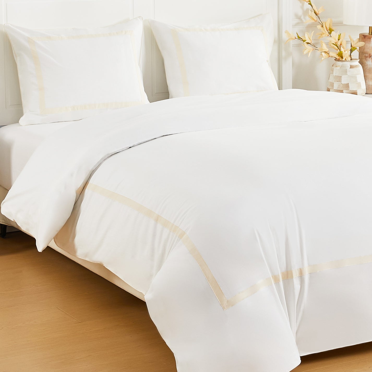 Classic Double Border Percale Cotton Duvet Set – Mélange Home